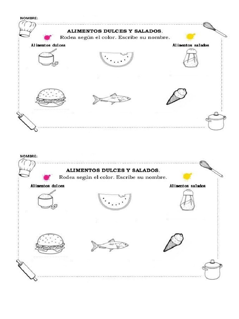 Clasificacion de Alimentos Dulces y Salados | PDF
