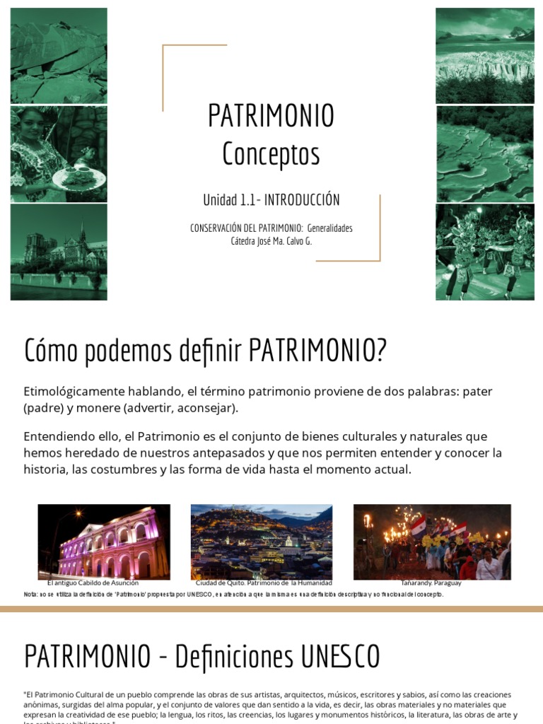 Patrimonio Conceptos: Unidad 1.1-INTRODUCCIÓN | PDF | Patrimonio de la Humanidad | Patrimonio ...