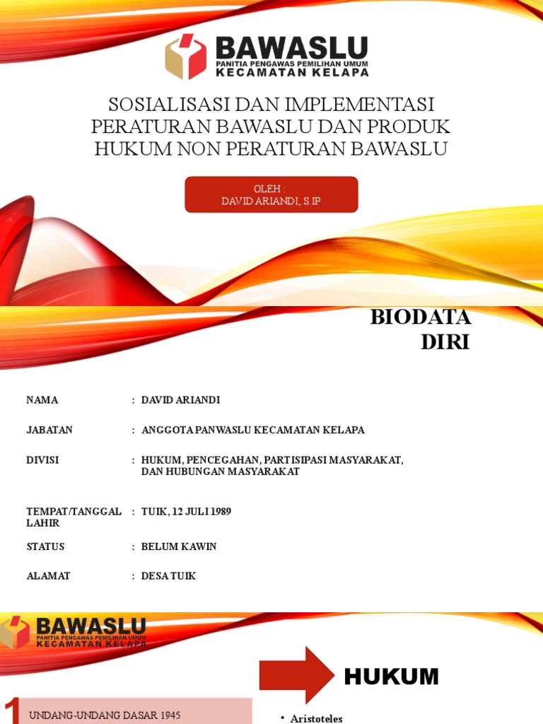 sosiALISASI DAN IMPLEMENTASI PERATURAN BAWASLU DAN PRODUK HUKUM | PDF