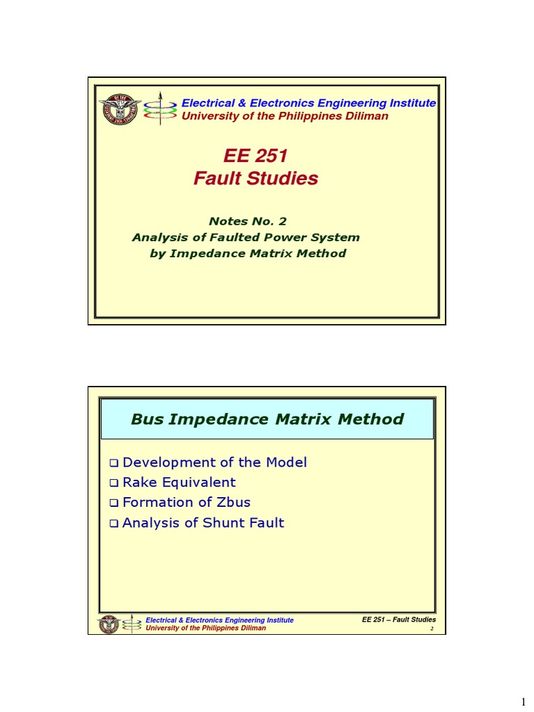 EE251 Notes2 - Impedance Martrix | PDF | Electrical Network ...