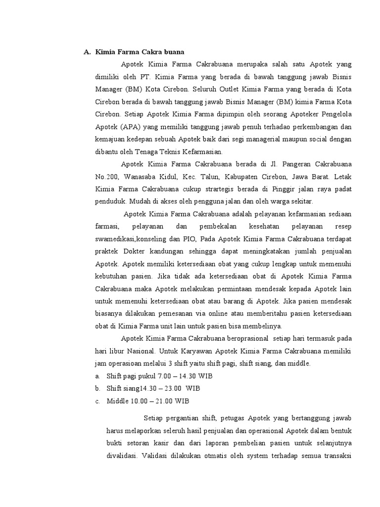 Kimia Farma Cakra Buana | PDF