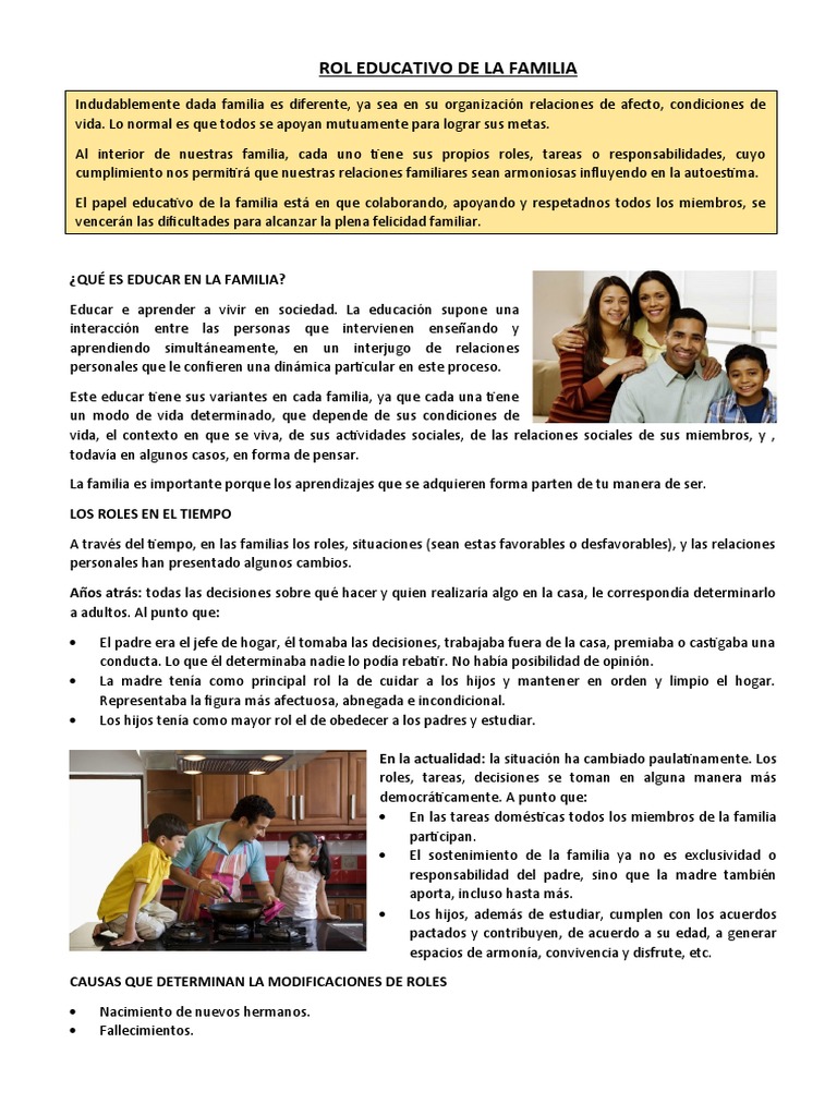 Rol Educativo de La Familia | PDF | Familia | Aprendizaje