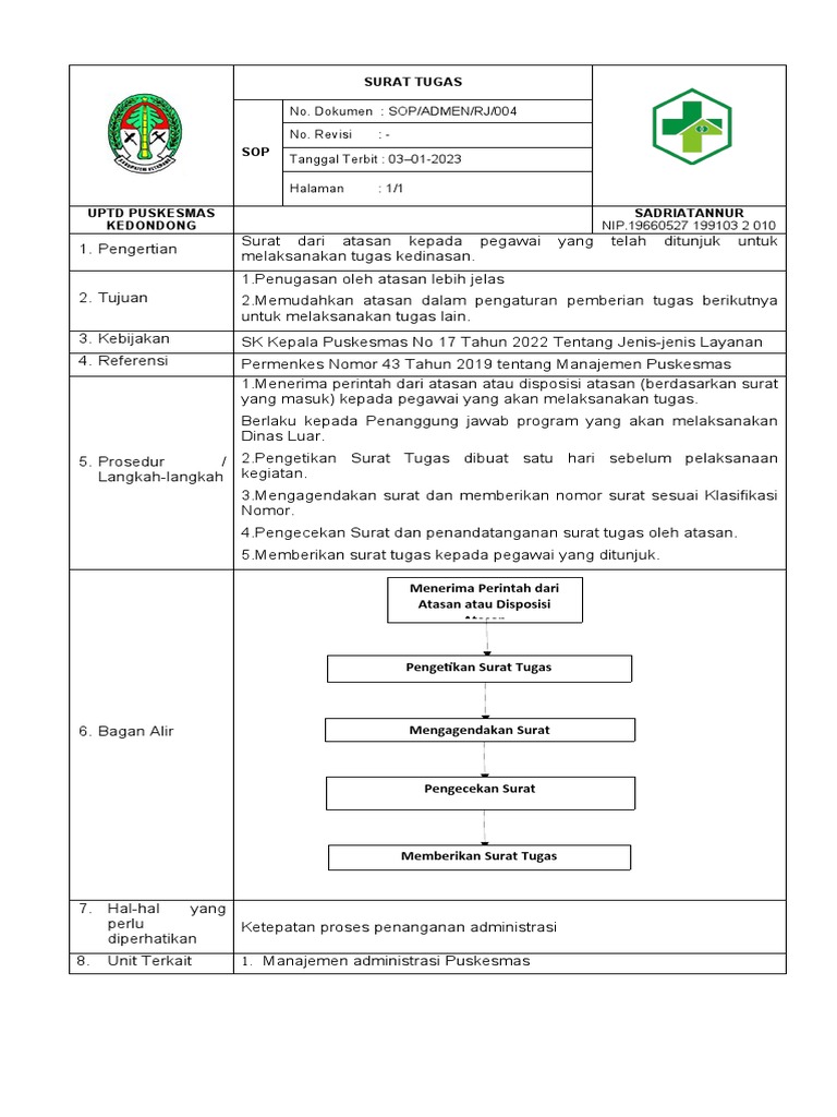 SOP SURAT TUGAS.docx | PDF