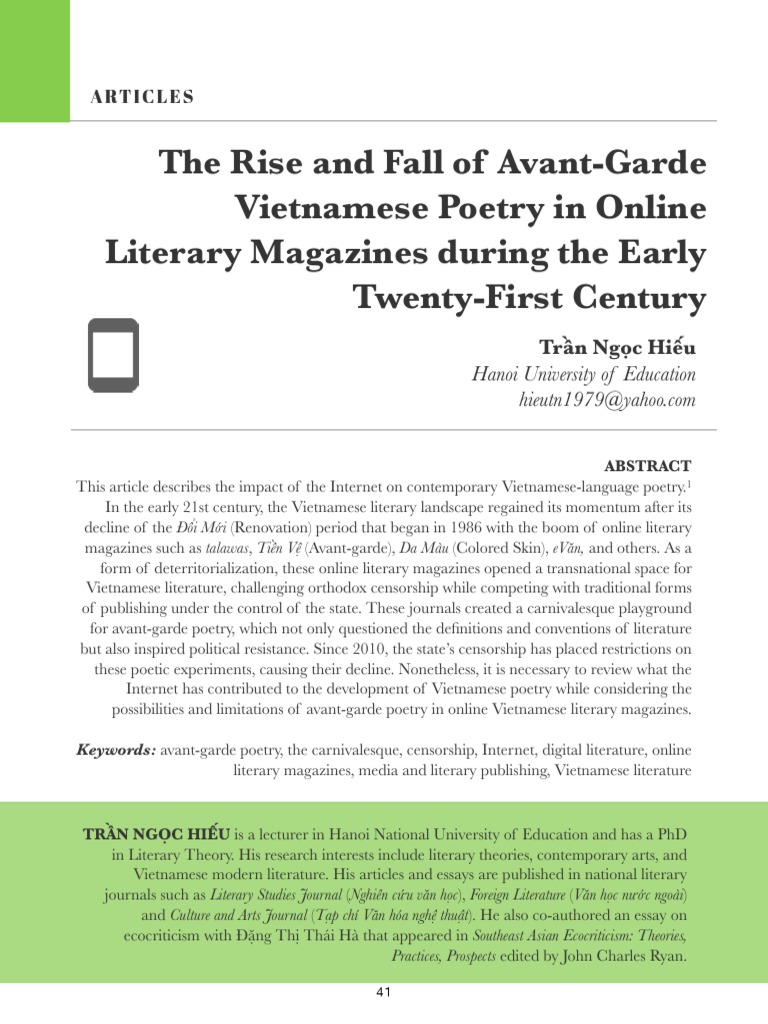 The Rise and Fall of Avant-Garde Vietnamese Poetry in Online Literary Magazines During The Early ...