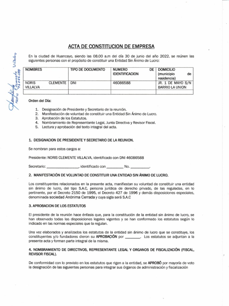Acta de Constitucion de Empresa | PDF | Justicia | Crimen y violencia