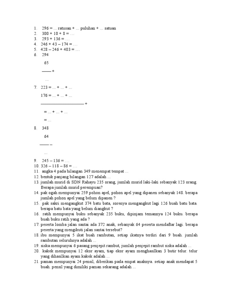 Lat Soal Kelas 2 | PDF