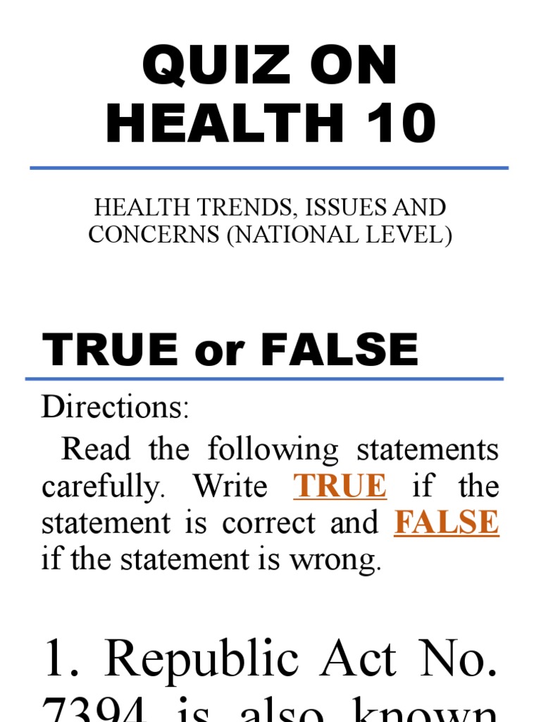 Quiz On Health 10 | PDF