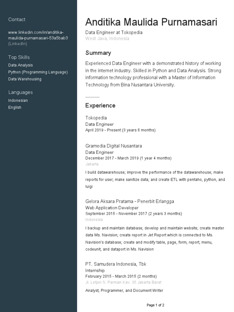 Anditika Maulida | PDF | Data Warehouse | Jakarta