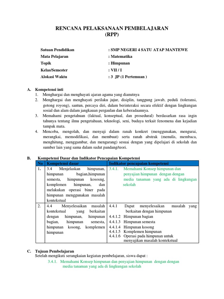 RPP Inovasi Terkait Penerapan PRLH (Matematika) Baru | PDF