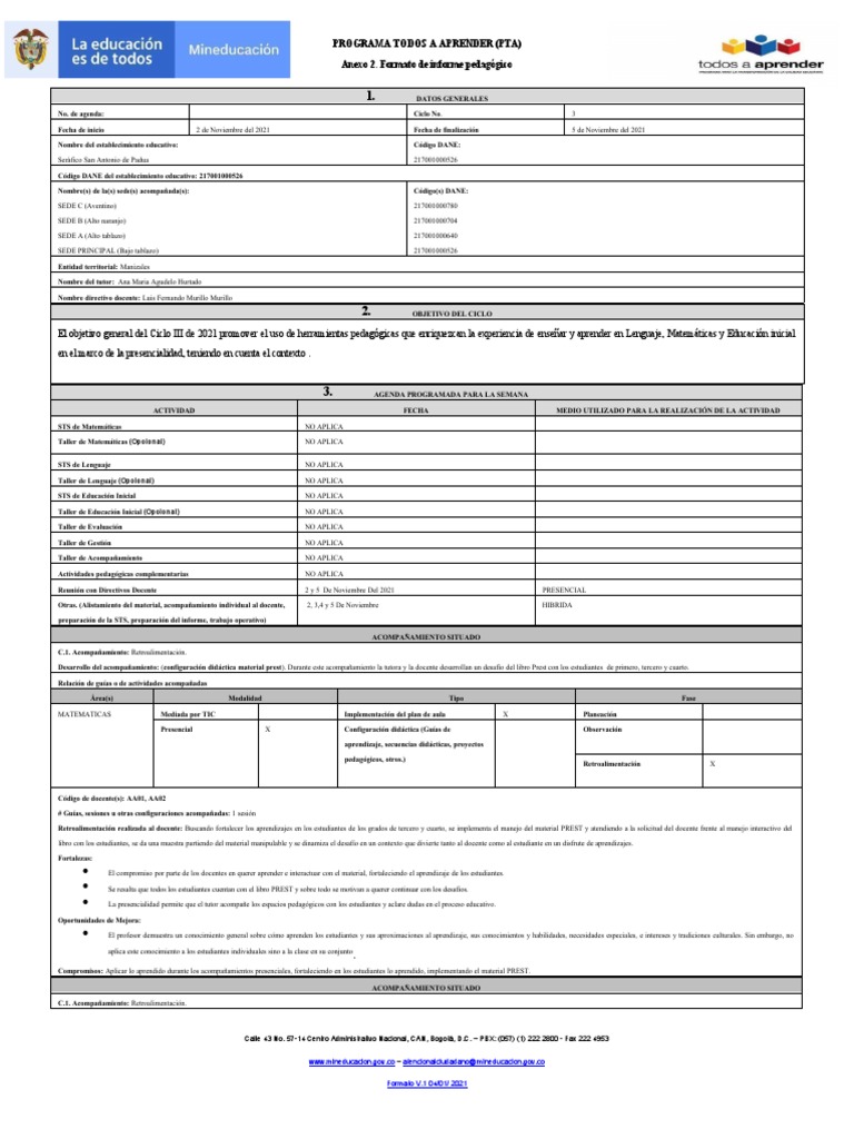 IE SERAFICO SAN ANTONIO DE PADUA C3 S4 Informe Pedagógico | PDF ...