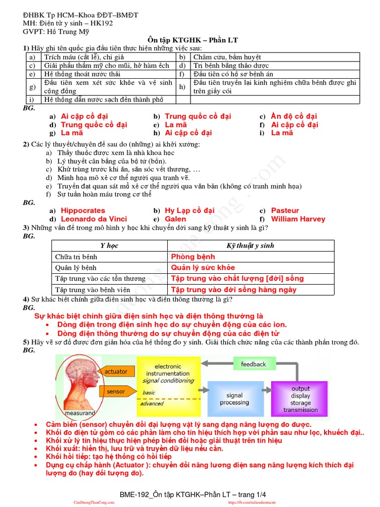 Dien-Tu-Y-Sinh - Ho-Trung-My - Bme-192 - On-Tap-Ktghk - Phan-Lt-Co-Dap-An - (Cuuduongthancong ...