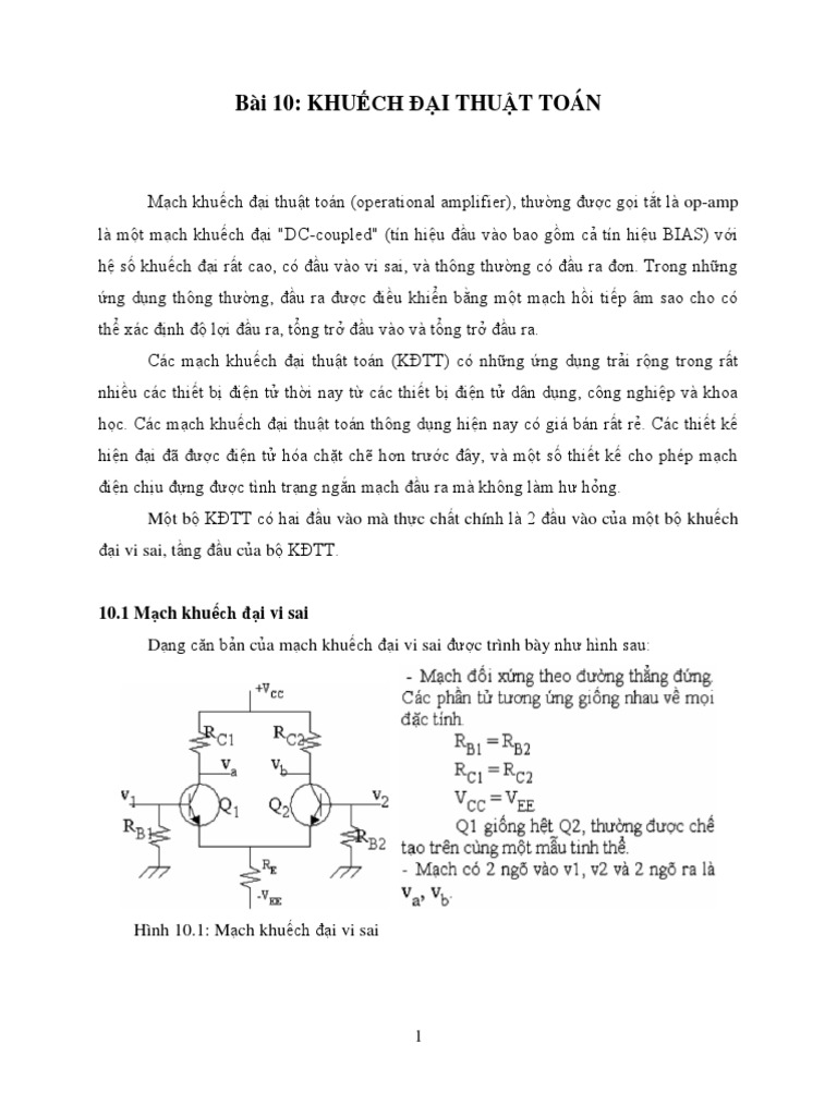 Dien-Tu-Co-Ban - Bai - 10 - Mach-Khuech-Dai-Thuat-Toan - (Cuuduongthancong - Com) PDF | PDF