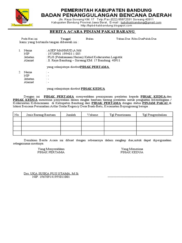BAST PINJAM BARANG | PDF