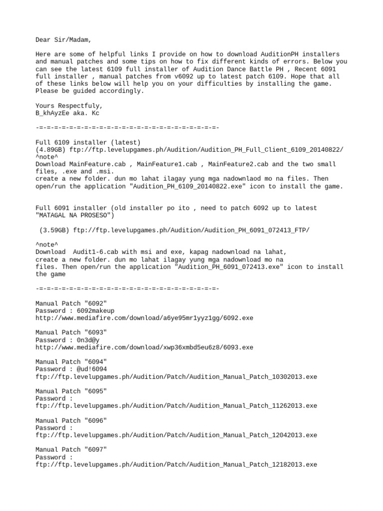 Latest FULL Installer, Manual Patches With Error Guide Manuals Audition ...