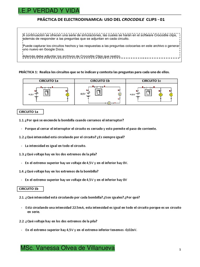 Araceli Tapia - Practicas de Crocodile Clips 01 | PDF | Corriente ...