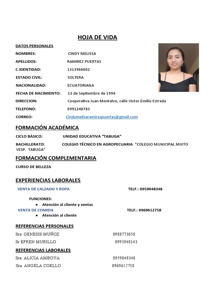 Curriculum - Cindy Ramirez | PDF