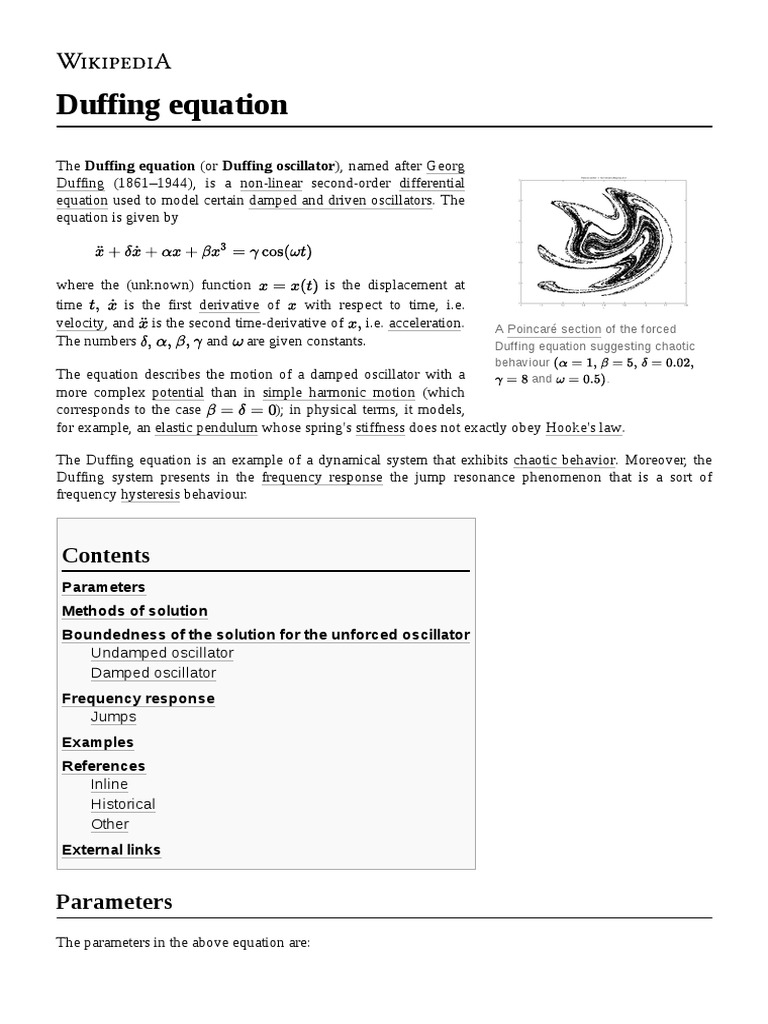 Duffing Equation | PDF | Mechanics | Mathematical Analysis