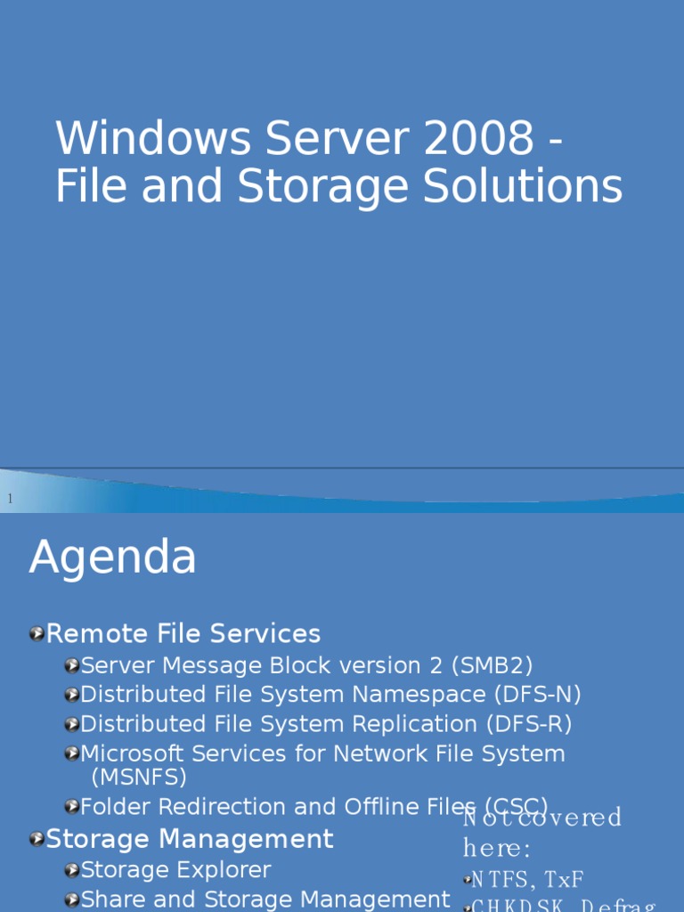 Windows Server 2008 File and Storage Solutions | PDF | Microsoft ...
