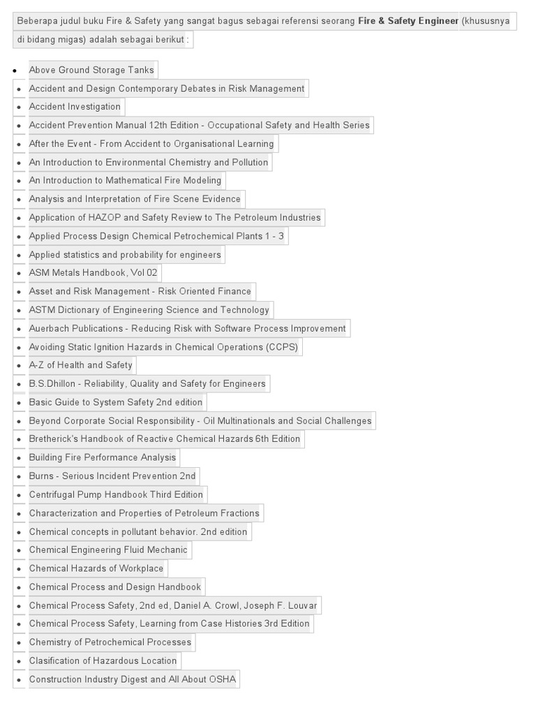 Top Fire & Safety Book References for Engineers | PDF | Engineering ...