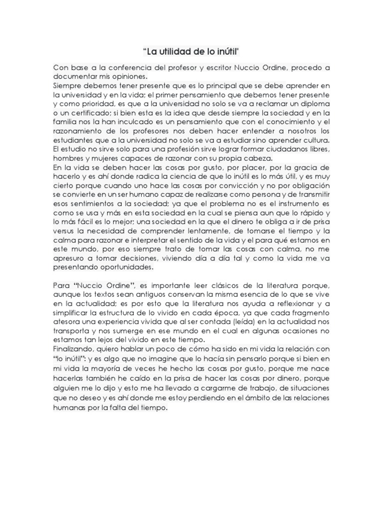 La Utilidad de Lo Inútil | PDF | Sociedad | Pensamiento