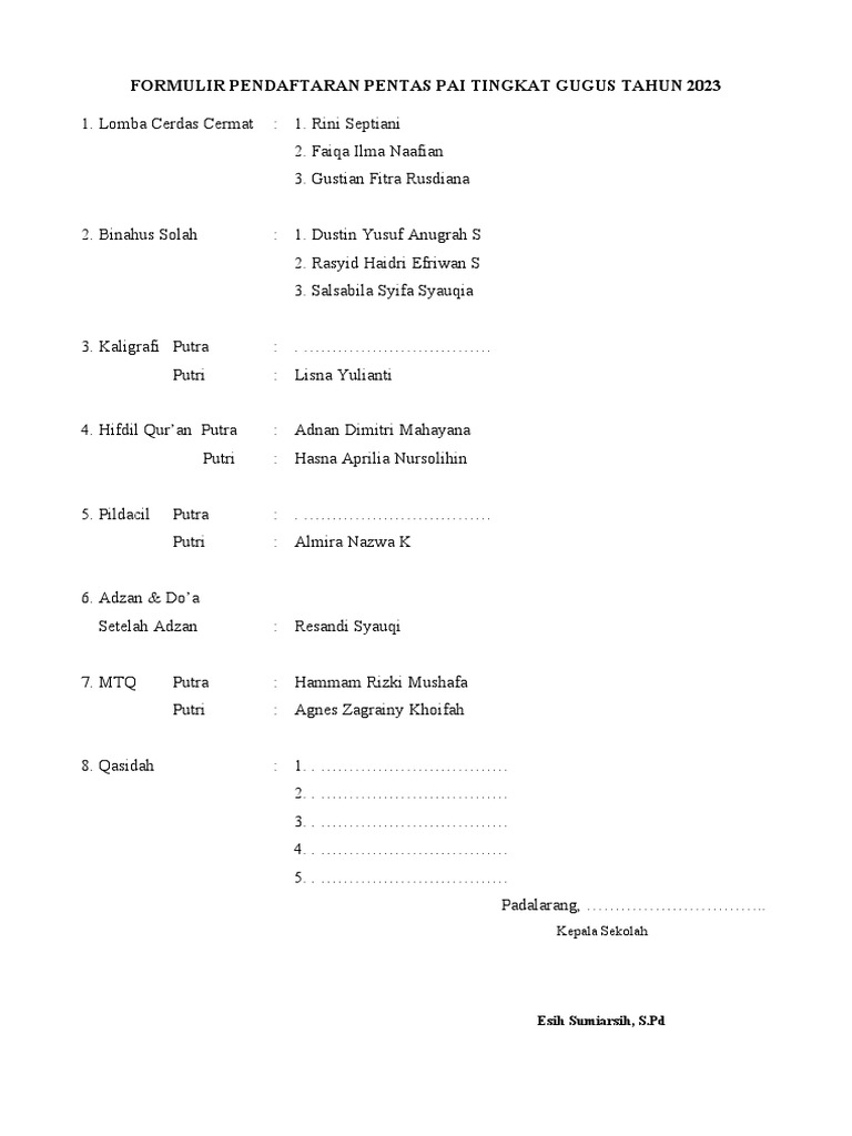Lomba PAI 2023 SD 1 Sudimampir | PDF