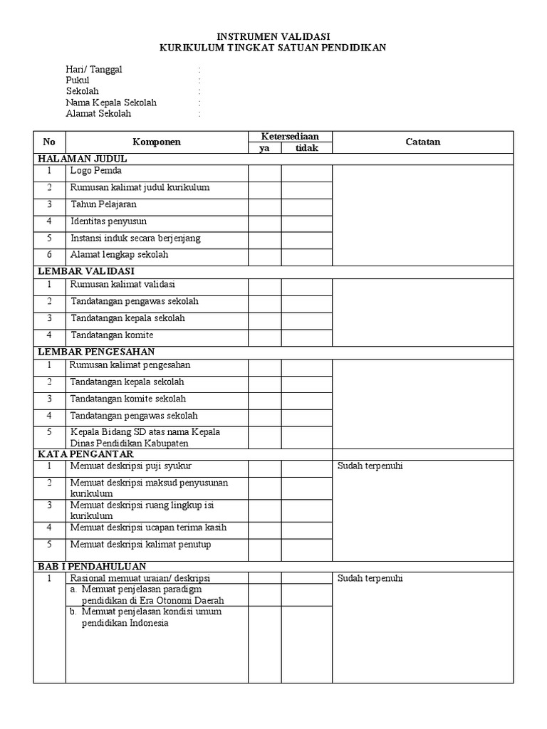 Intrumen Validasi | PDF