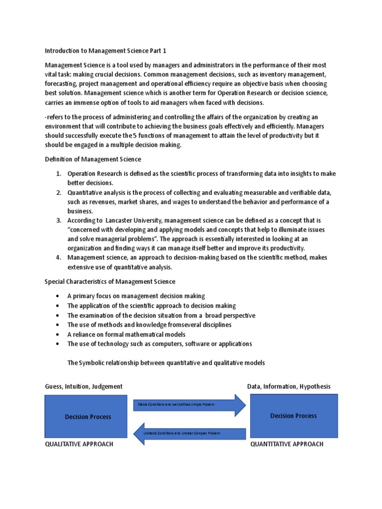 Lesson in Introduction To Management Science Part 1 | PDF | Science | Operations Research