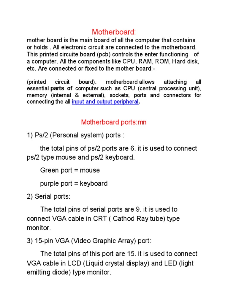 Motherboard Slots and Ports Overview | PDF | Cd Rom | Computer Architecture