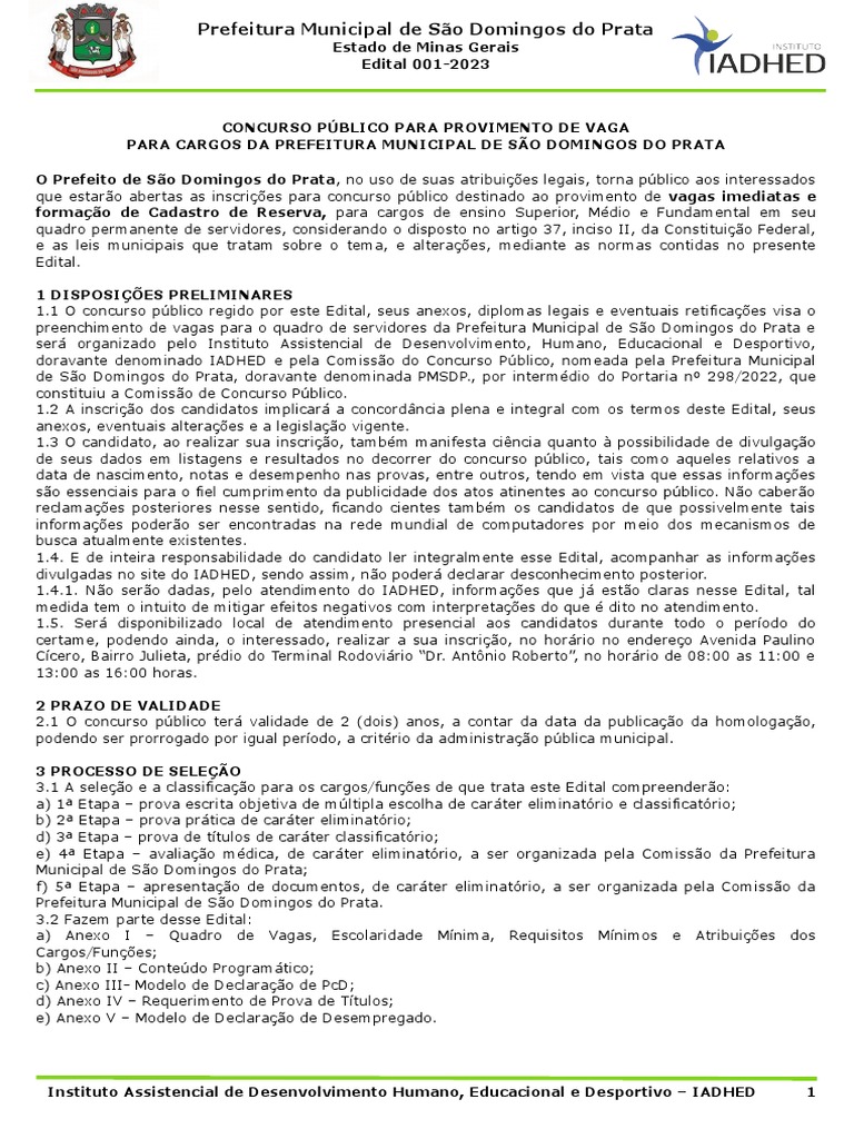 Edital SDP PDF | PDF | Deficiência