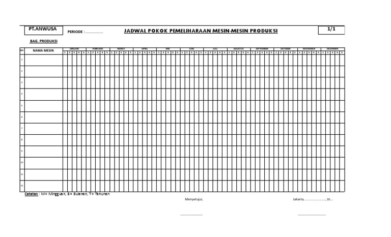 Contoh Form Jadwal Pokok Pemeliharaan Me Pdf