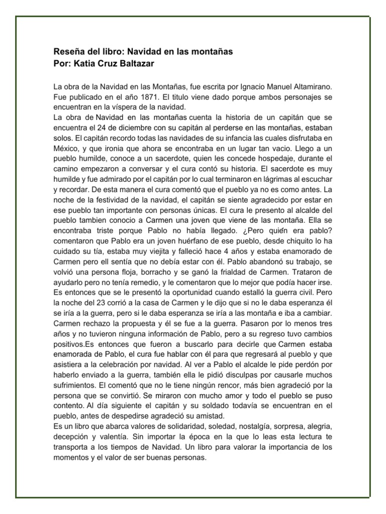Reseña Del Libro Navidad en Las Montañas | PDF | Poesía