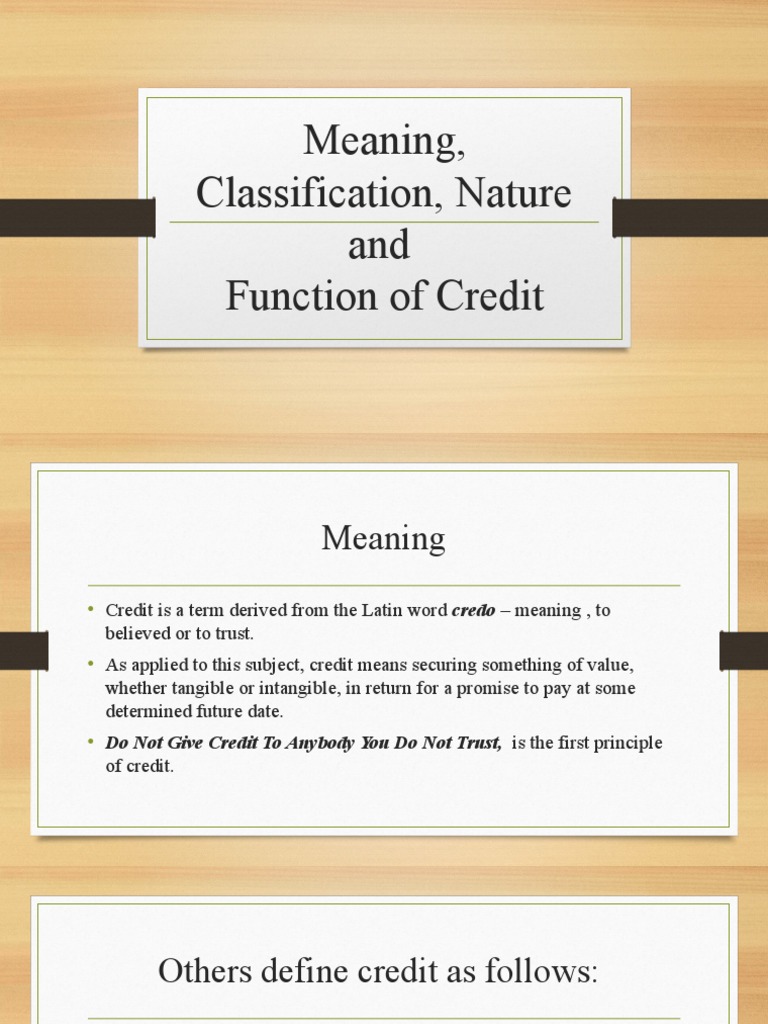 Understanding Credit: Meaning & Functions | PDF | Credit | Finance ...