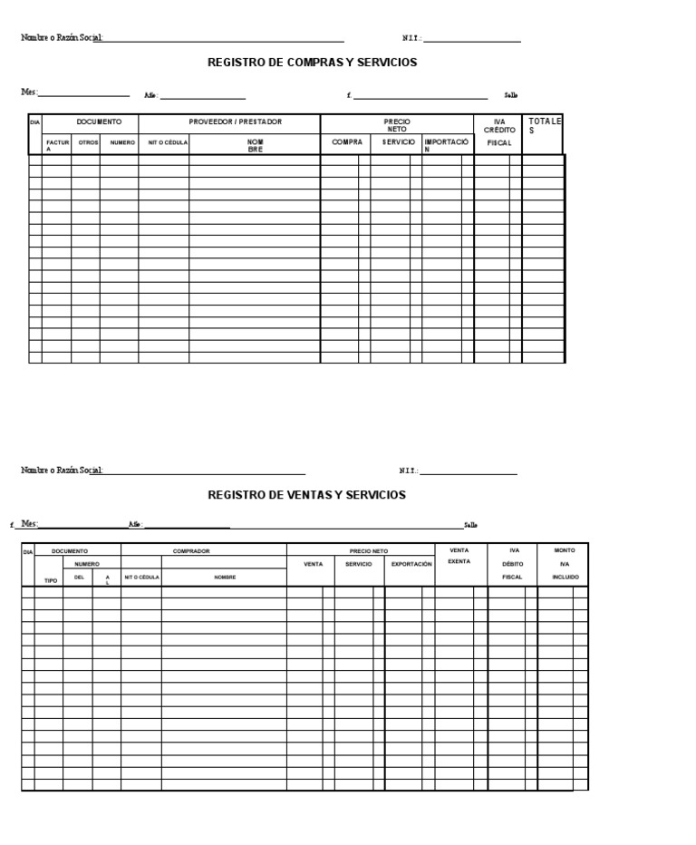 Modelo de Libro de Compras y Ventas | PDF