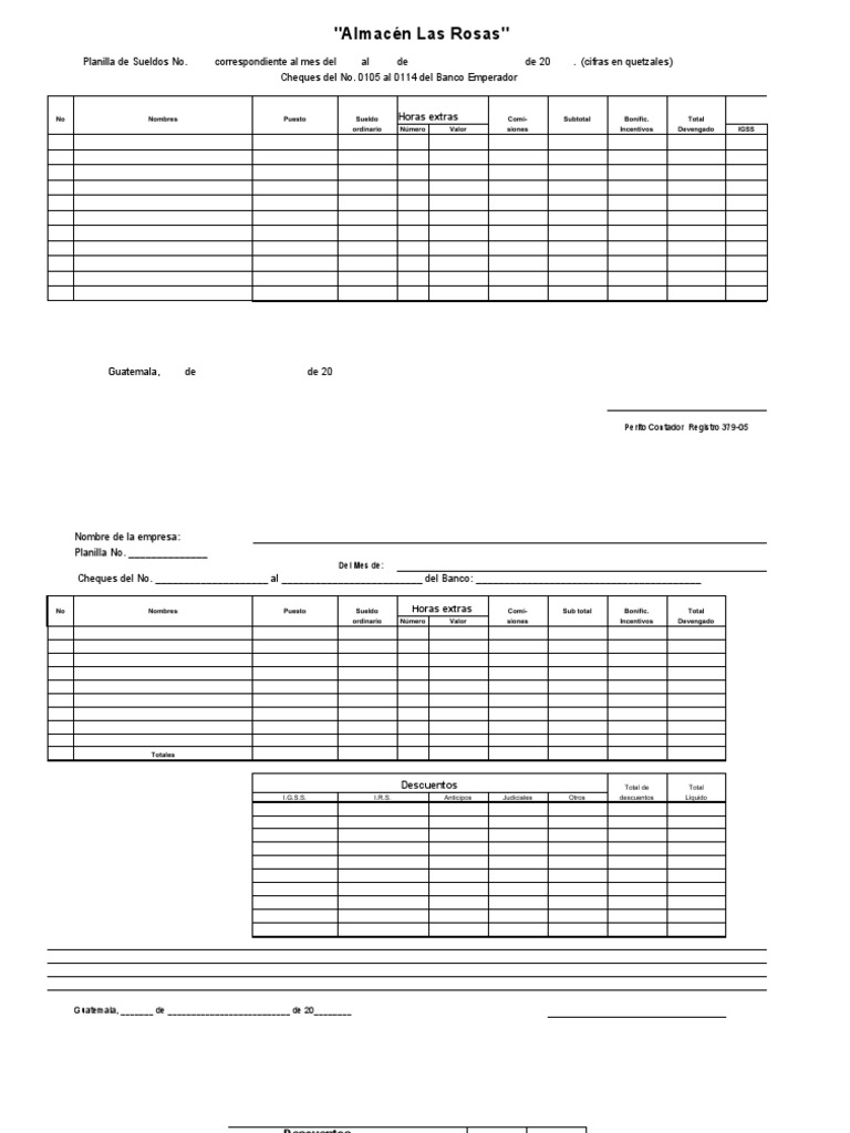 Planilla Mensual | PDF | Dinero | Bancario