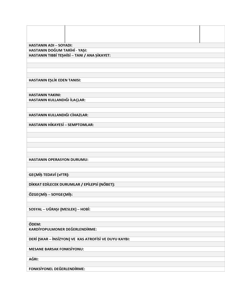 Neurological - Physiotherapy - Evaluation - Form MH | PDF