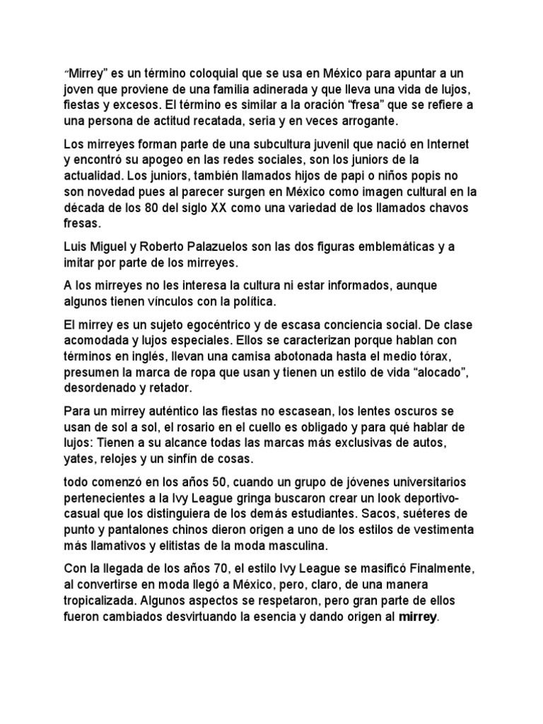 Características del Mirrey en México | PDF | Moda | Ropa
