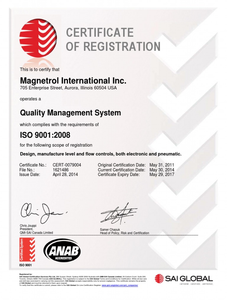 ISO 9001-2008 Exp 5-29-17 Quality Certificate PDF | PDF