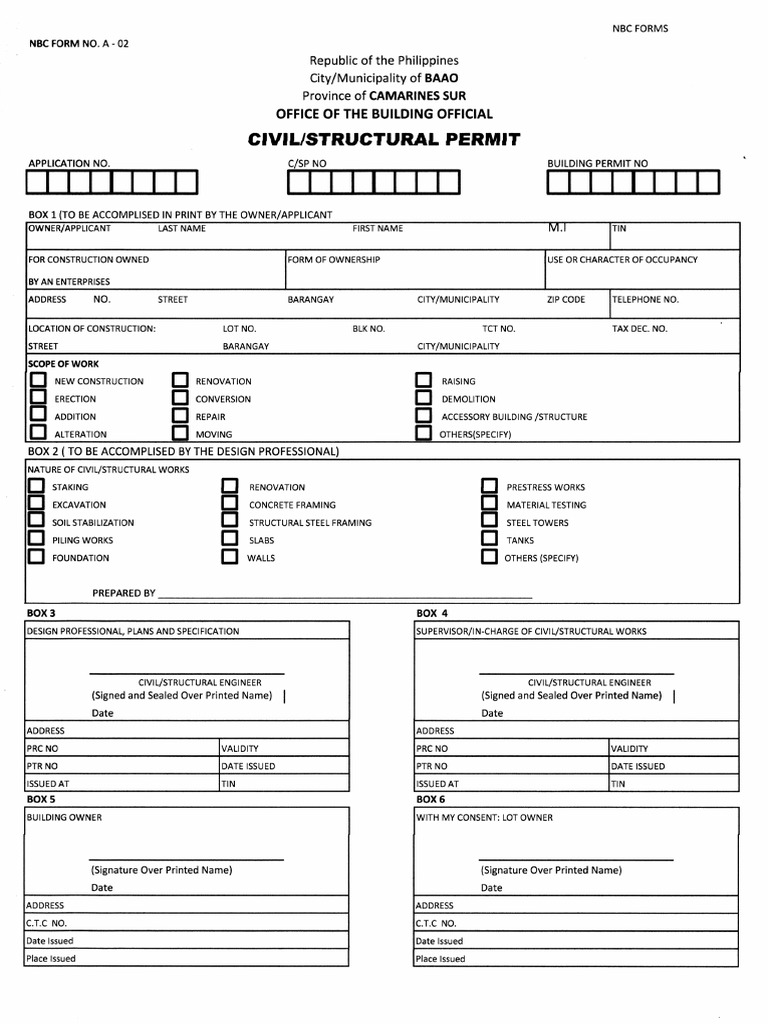 A-Civil-Structural Permit Form01 PDF | PDF