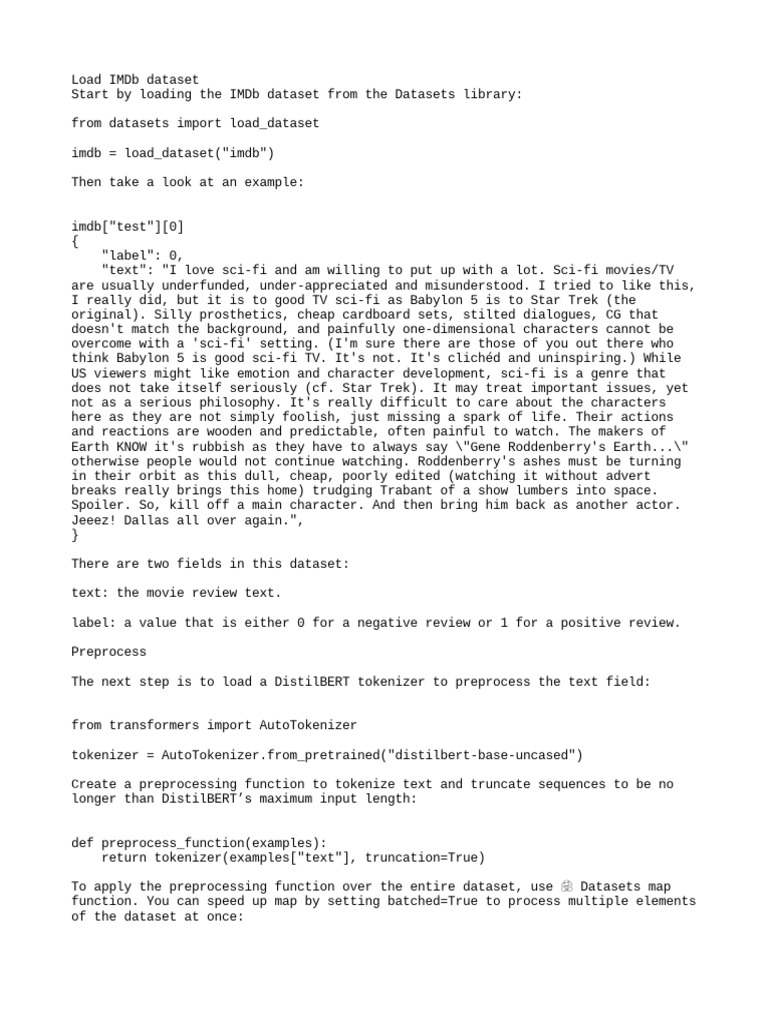 Load and preprocess IMDb dataset | PDF | Applied Mathematics | Computer Science