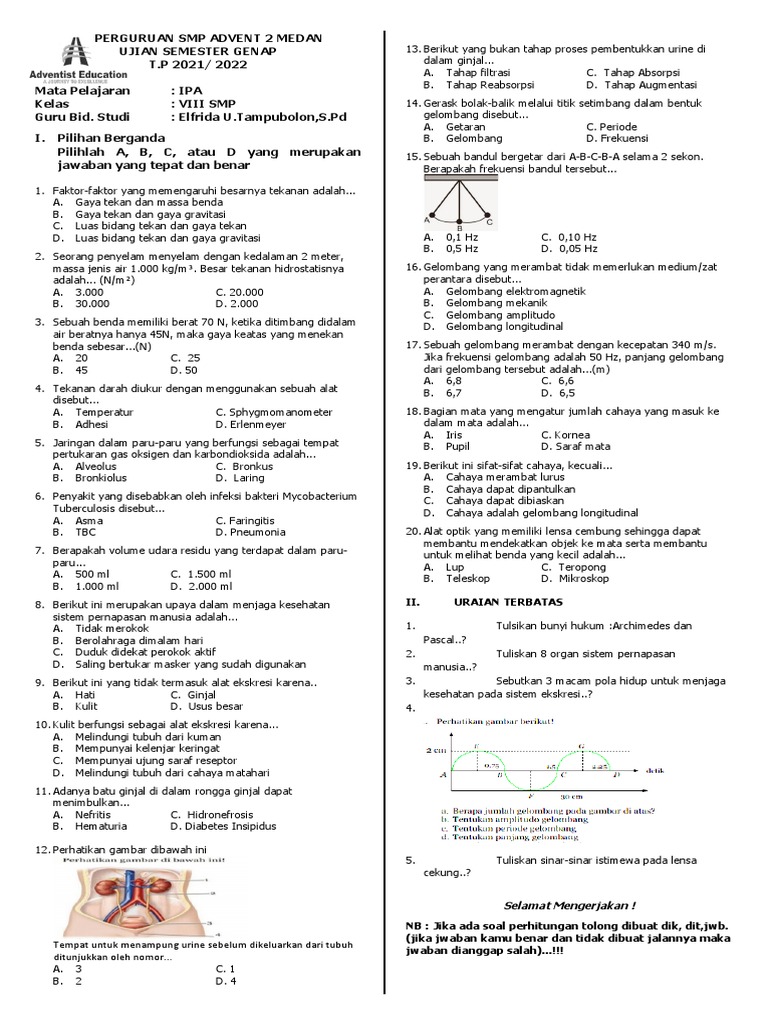 Soal Ipa Kelas 8 Semester Genap | PDF | Sains & Matematika