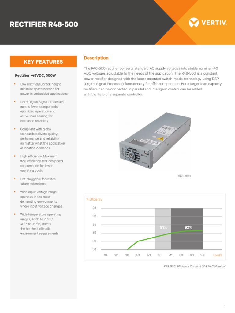 r48 500 Rectifier Data Sheet | PDF | Alternating Current | Rectifier