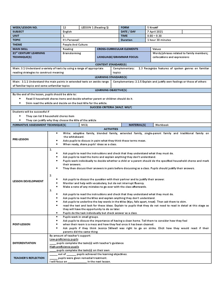 Lesson Plan Edit | PDF | Lesson Plan | Pedagogy