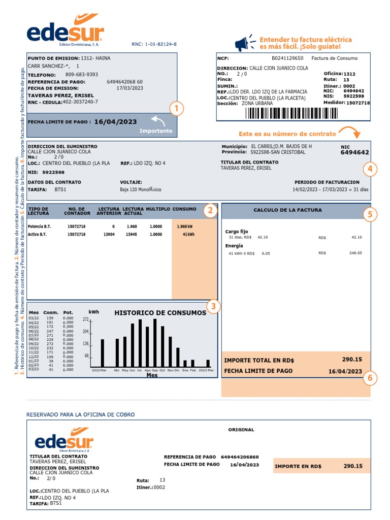 Entender Tu Factura Eléctrica Es Más Fácil. ¡Solo Guíate!: Taveras Perez, Erisel | PDF | Energia ...