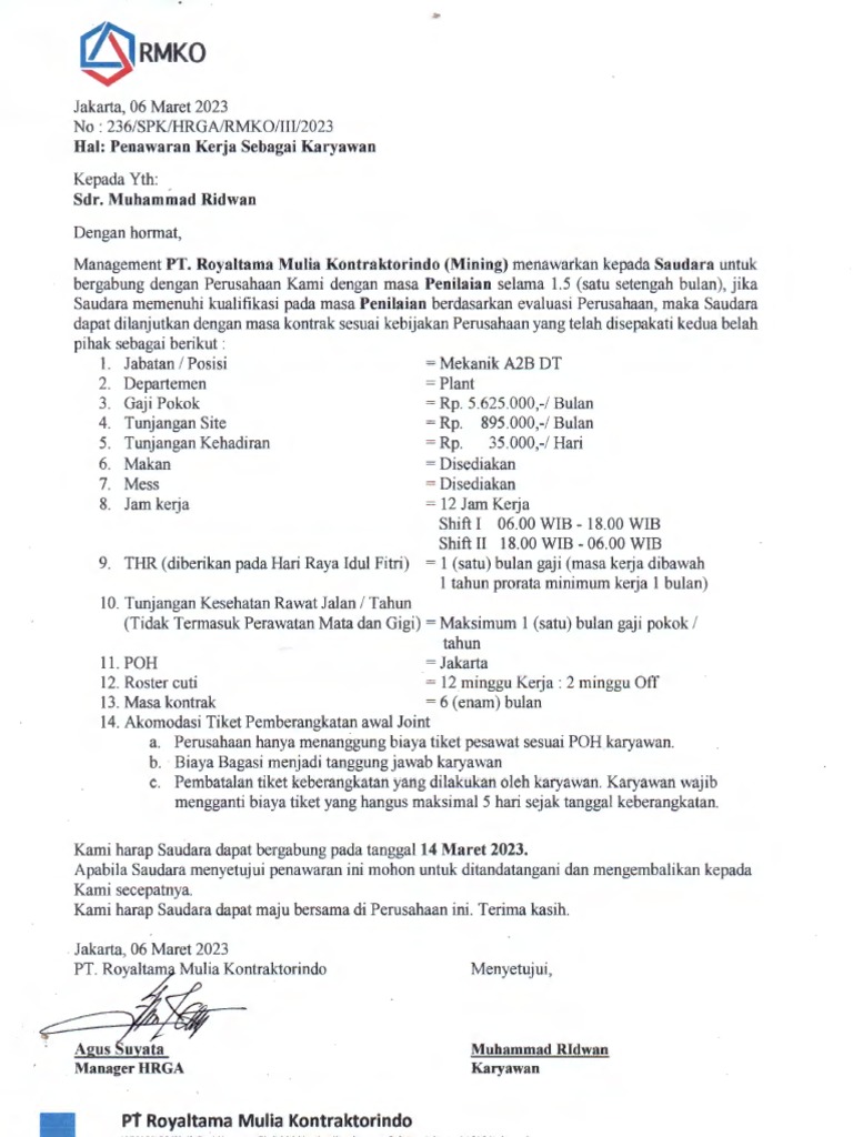 236 - SPK Mekanik A2b DT - Muhammad Riduan | PDF