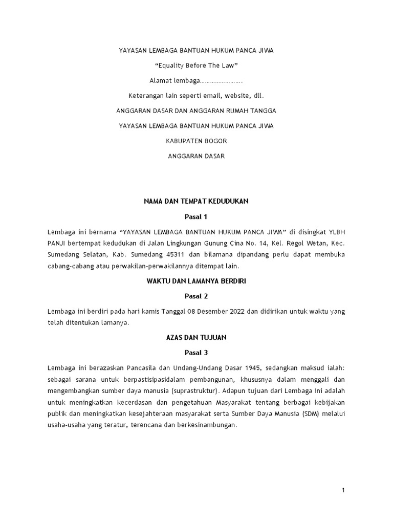 356235220 Contoh Ad Art Yayasan Pdf