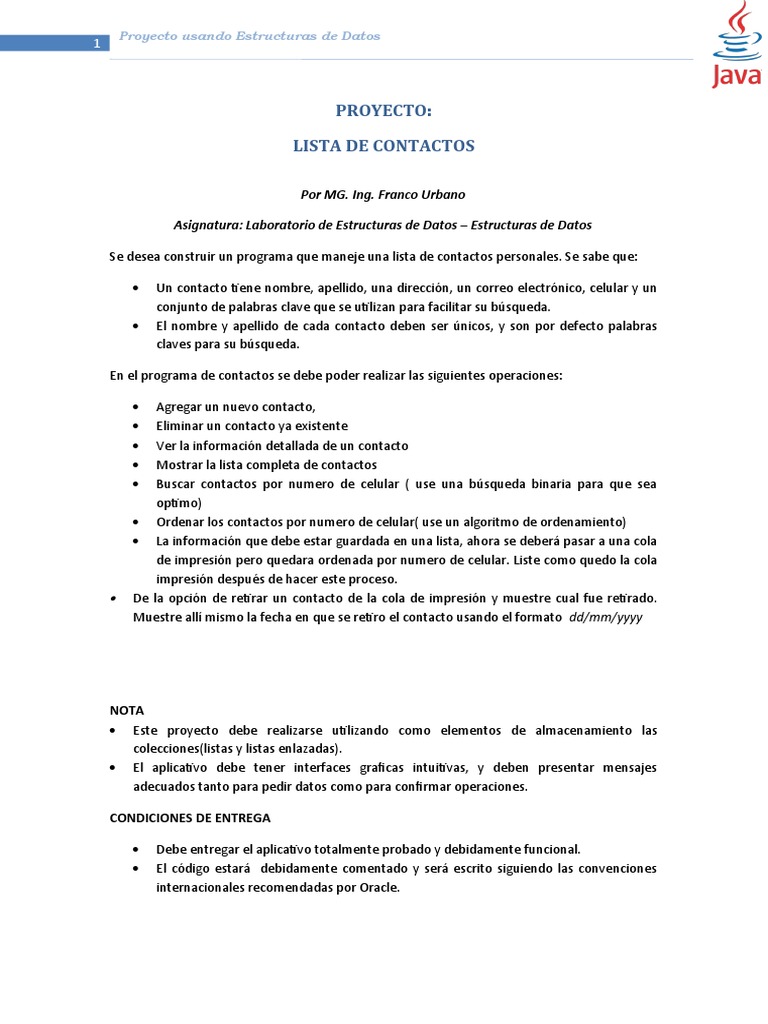 Proyecto Final - Lista de Contactos | PDF
