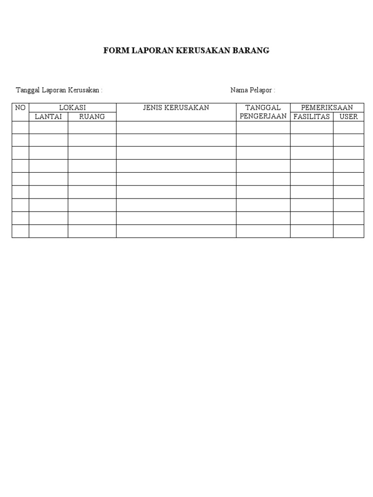Form Kerusakan-Barang.doc | PDF