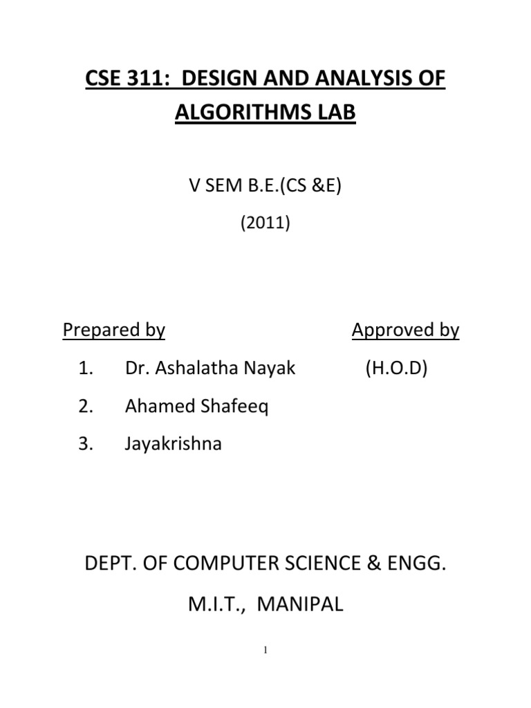 Daa Lab Manual | PDF | Algorithms | Mathematical Concepts