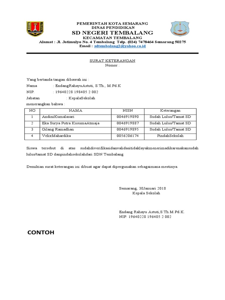 Contoh Surat Keterangan Pip 2018 | PDF