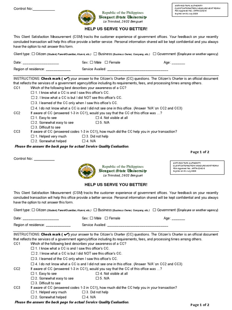 ARTA MC 2022 05 - Annex A. CSM Questionnaire PDF | PDF | Customer ...